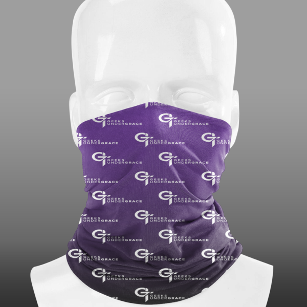 Face Mask / Head Band - Purple Black Gradient - White Logo - Geeks ...